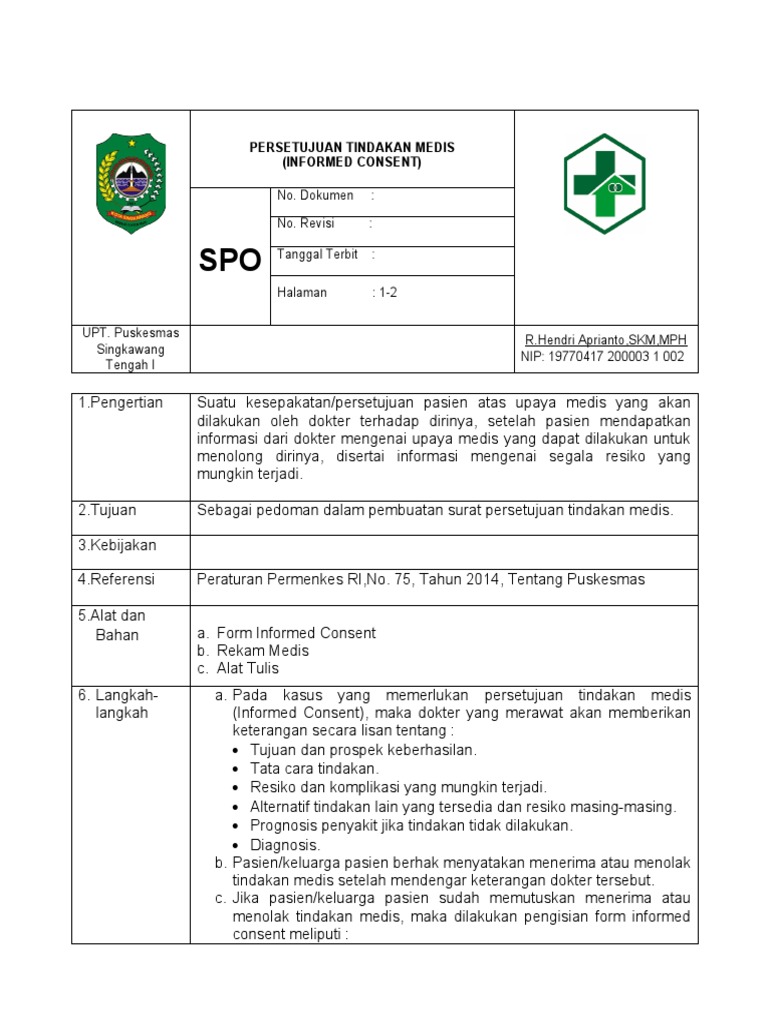 Panduan Persetujuan Tindakan Medis | PDF