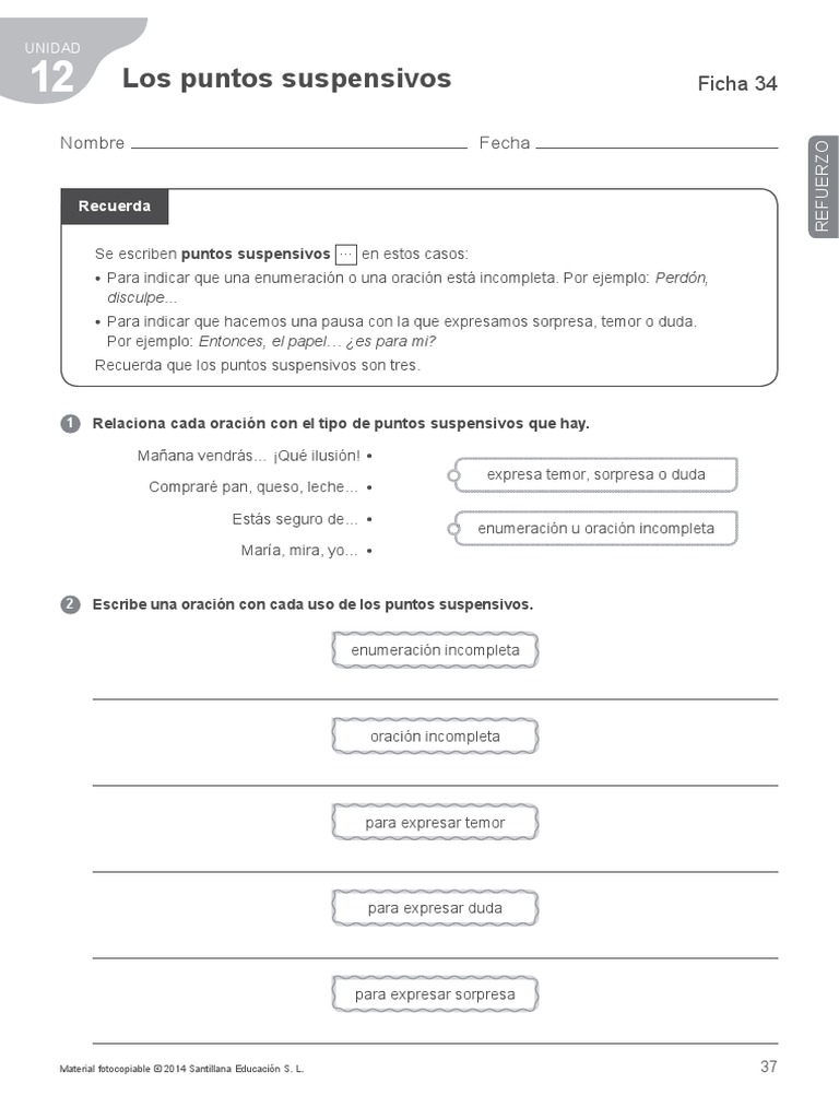 Los Puntos Suspensivos Ficha | PDF