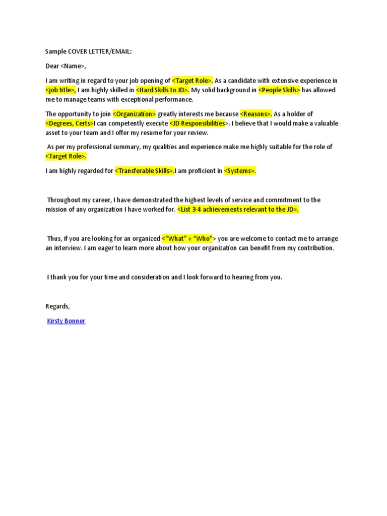 Sample COVER LETTER | PDF | Career & Growth