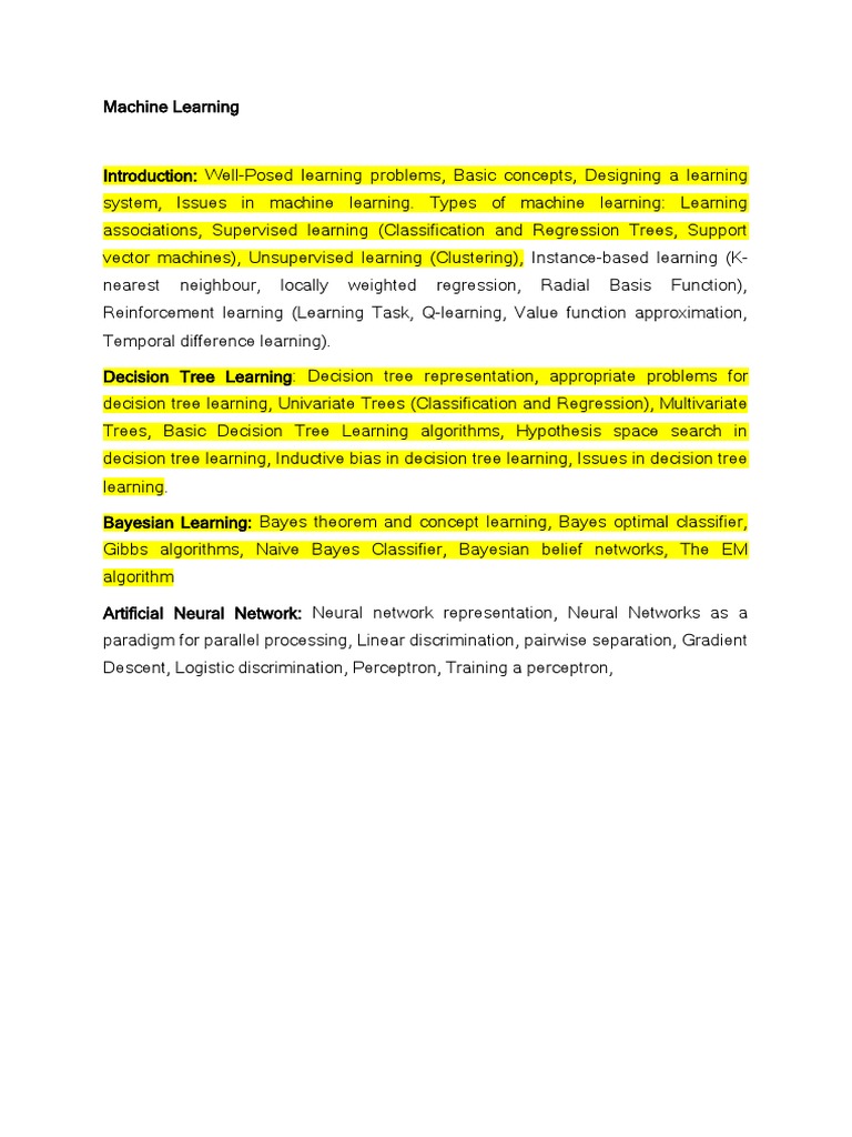 Machine Learning Syllabus | PDF