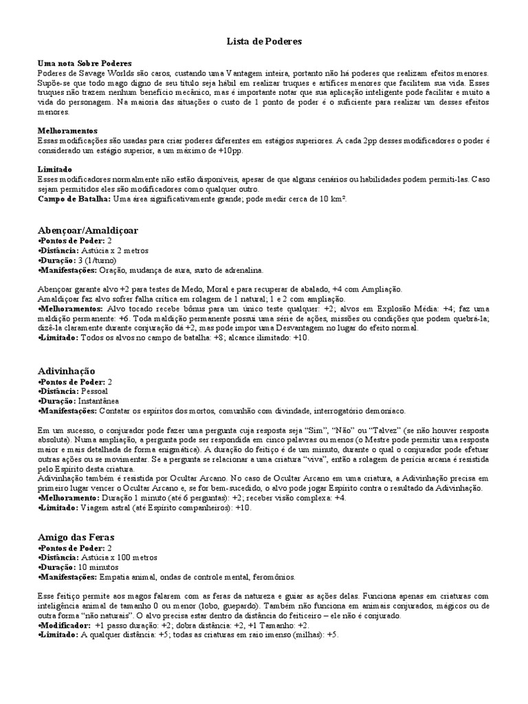 6 - Lista de Poderes | PDF | Relâmpago | Terra