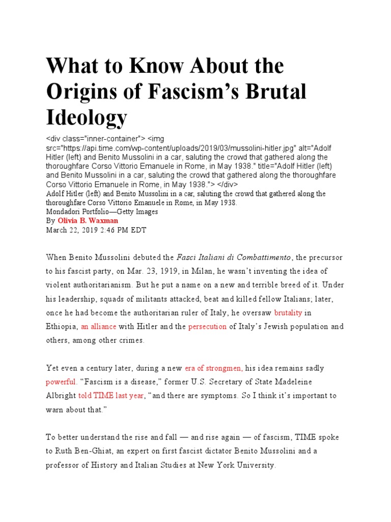 What To Know About The Origins of Fascism | PDF | Fascism | Benito ...
