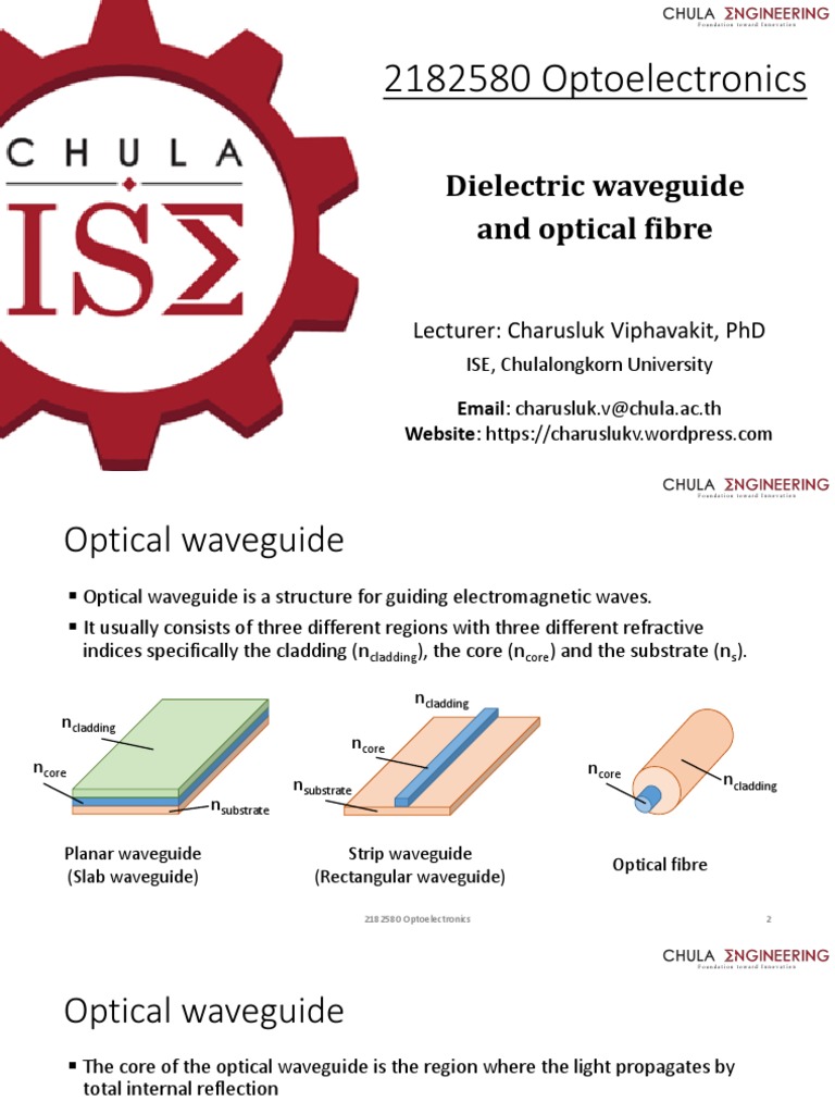 Optoelectronics: Dielectric Waveguide and Optical Fibre | PDF | Dispersion (Optics) | Optical Fiber