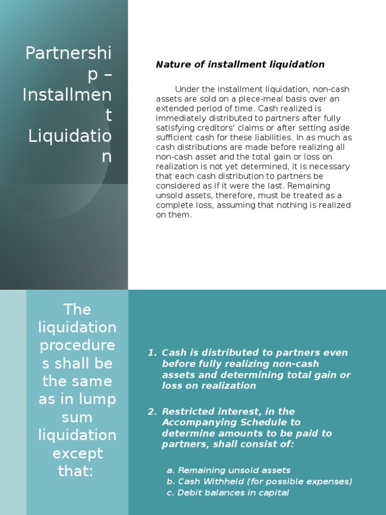 Partnership Liquidation Installment Pdf Interest Liquidation