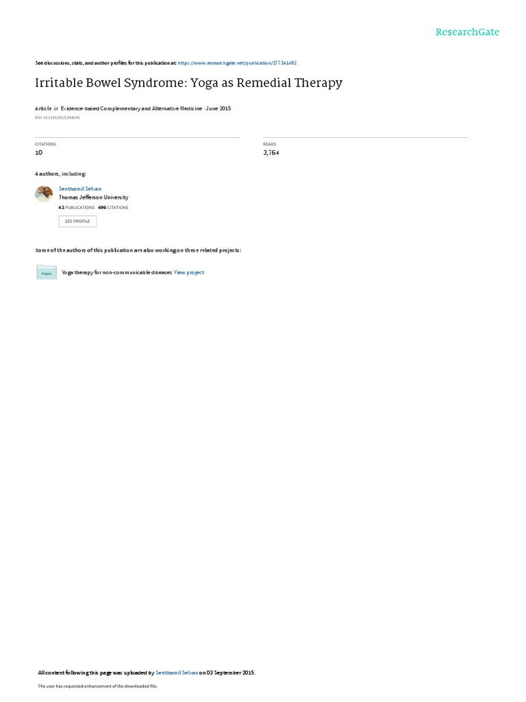 Yoga Therapy Paper For IBS | PDF | Irritable Bowel Syndrome | Yoga