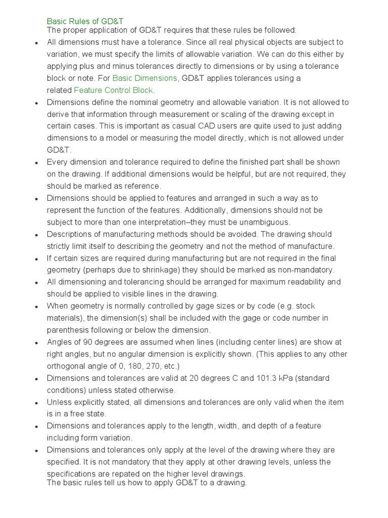 Basic Dimensions Feature Control Block: Basic Rules of GD&T | PDF ...