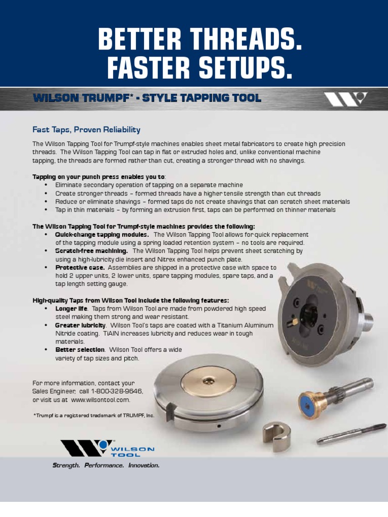 Wilson Tapping Tool for Trumpf Machines | PDF