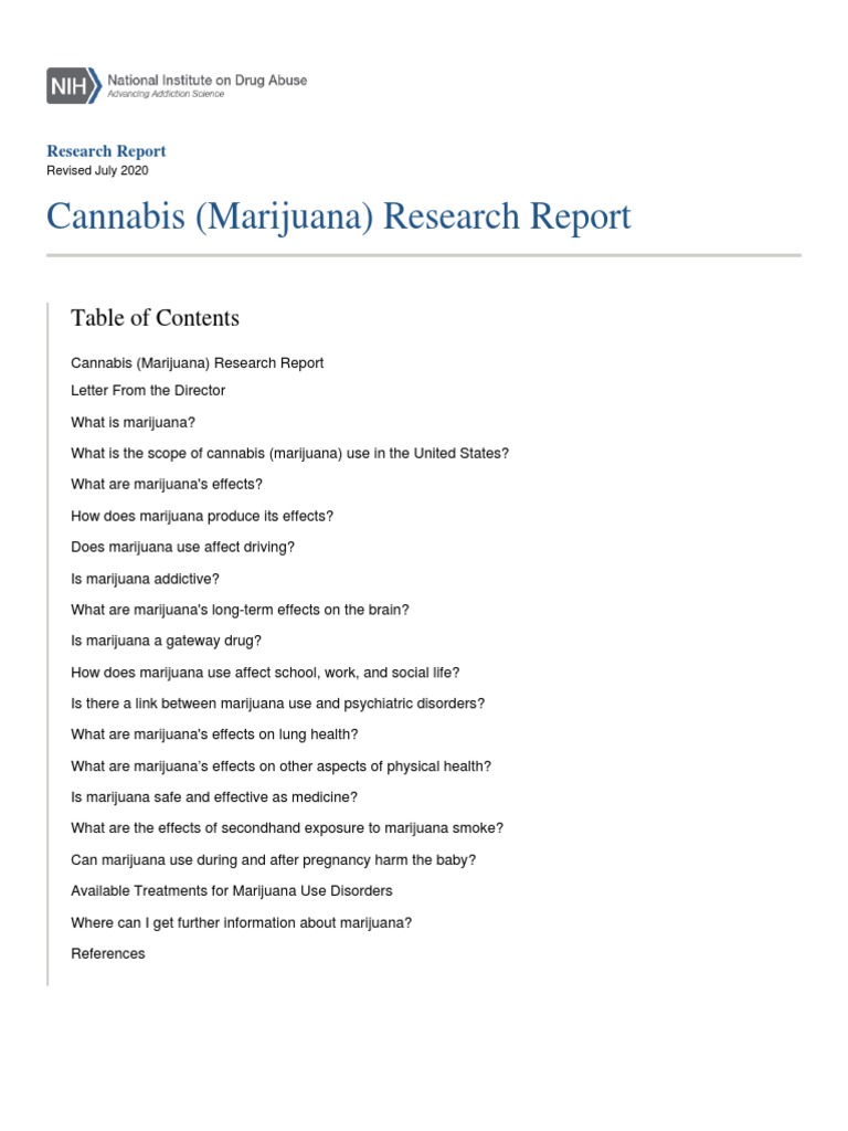 Cannabis (Marijuana) Research Report | PDF | Cannabis (Drug) | Psychosis