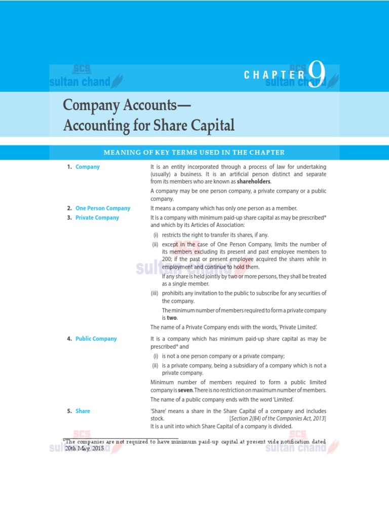Company Accounts - Accounting For Share Capital: Meaning of Key Terms ...