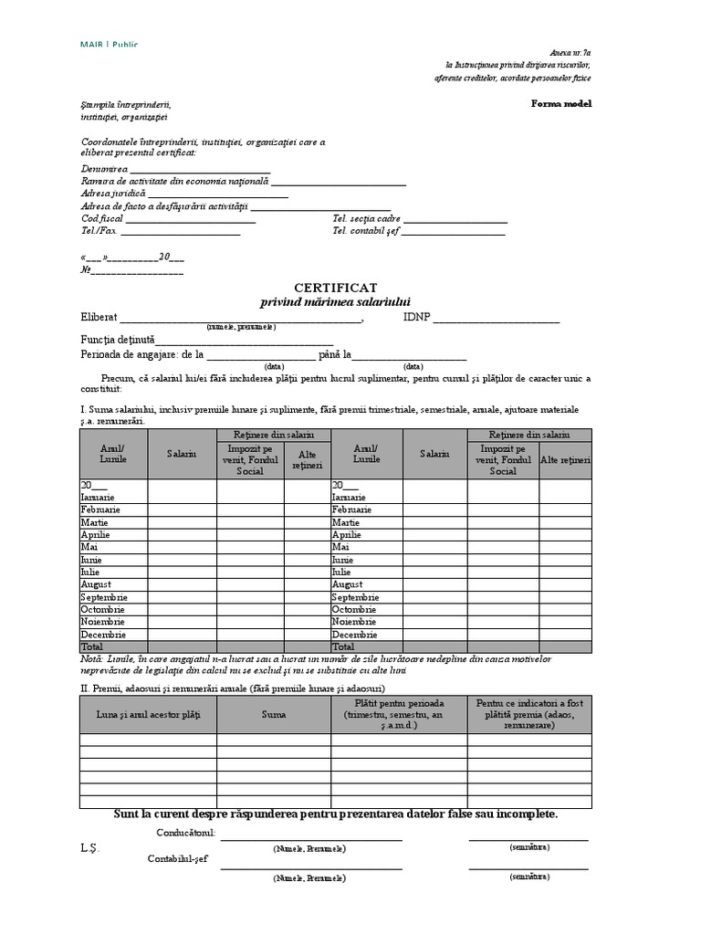 Certificat Salariu MAIB | PDF