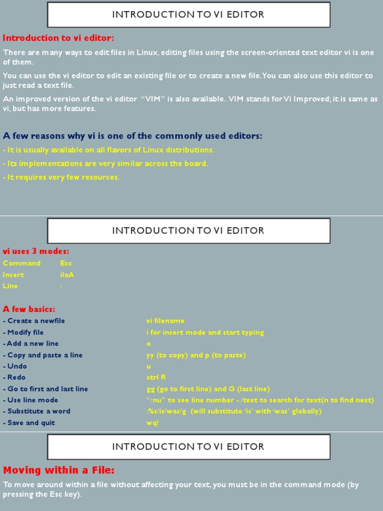 Introduction To VI Editor | PDF | Computer File | Cursor (User Interface)