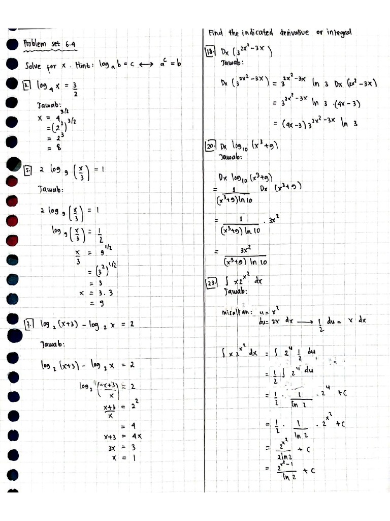 Problem Set 6.4 (Purcell Calculus 9th Edition) | PDF