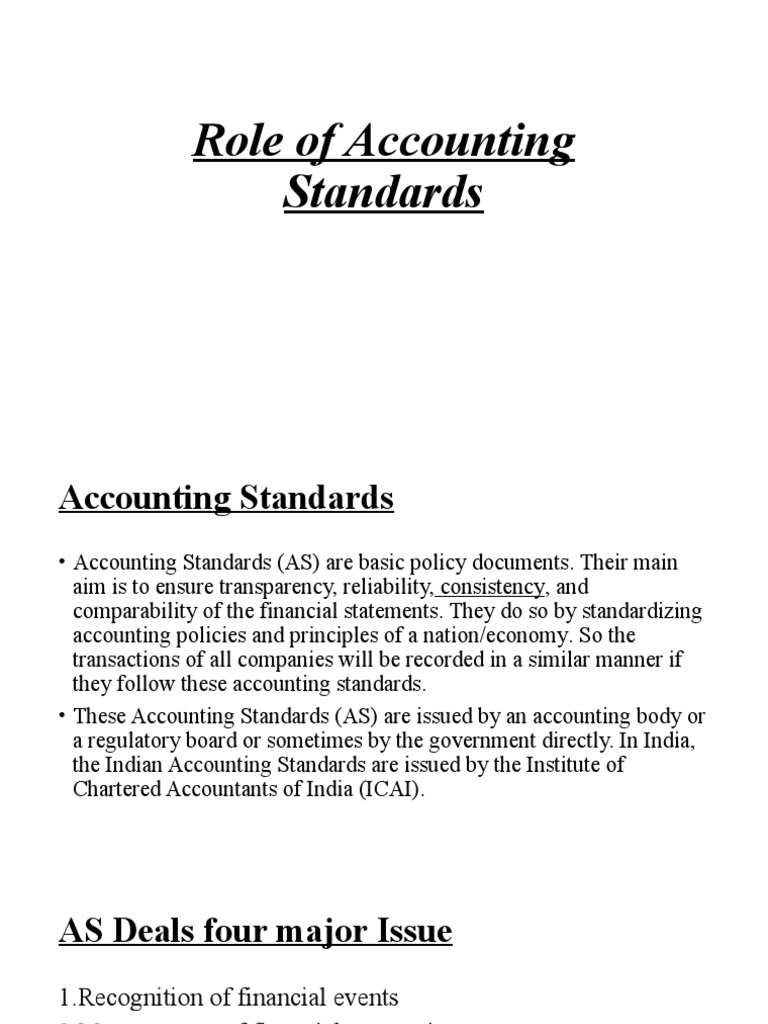 Role of Accounting Standards | PDF | International Financial Reporting ...