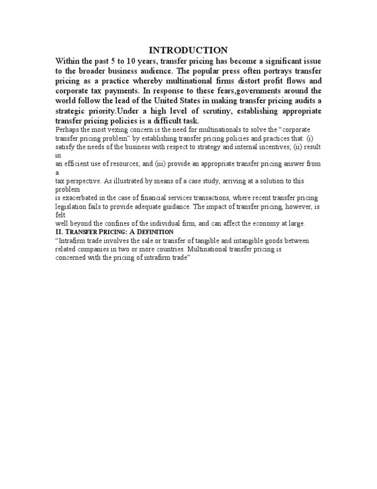 Introduction To Transfer Pricing | PDF