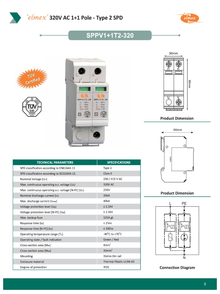Single Phase Ac SPD Elmex | PDF