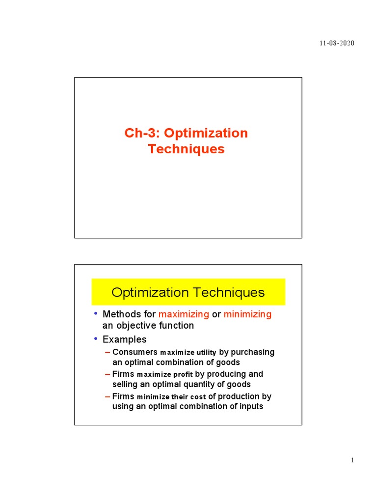 Chapter 3 Optimisation Techniques | PDF | Mathematical Optimization ...