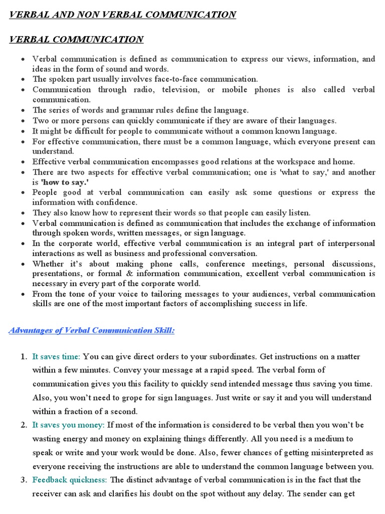 Verbal and Nonverbal Communication Explained | PDF | Nonverbal ...