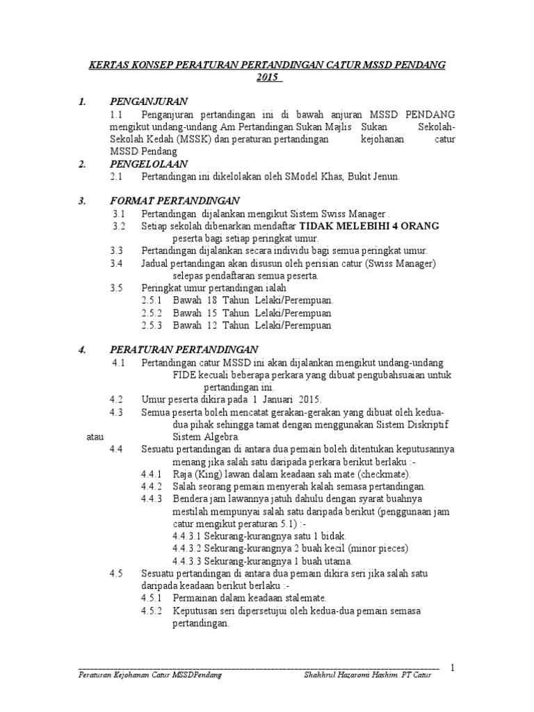 Peraturan Catur PPD Pendang 2012 | PDF