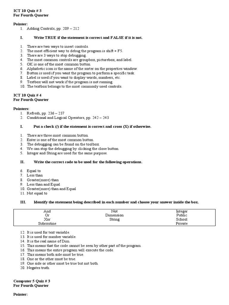 Quiz 3 and 4 | PDF | Pointer (Computer Programming) | Multiple Choice