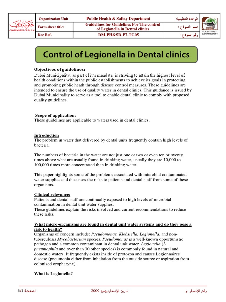 DM PH&SD P7 TG05 (Guidelines+for+the+Control+of+Legionella+in+Dental+Clinics) | PDF | Biofilm ...