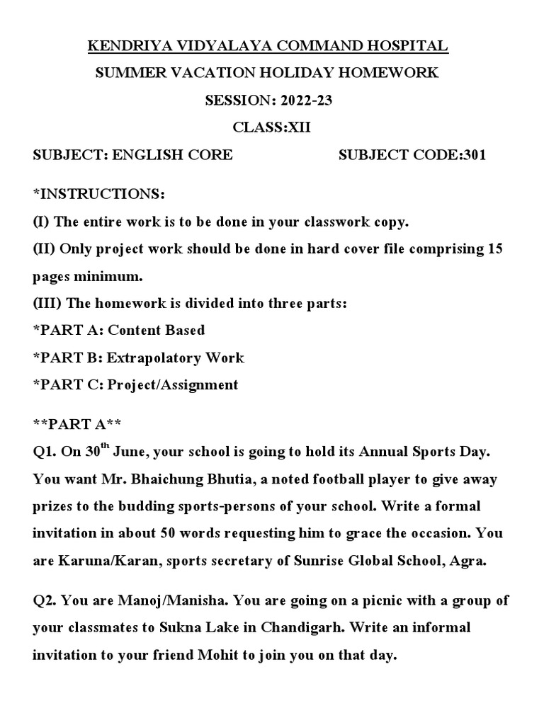 Summer Vacation Homework Assignments: A Comprehensive Guide to Content-Based Questions ...