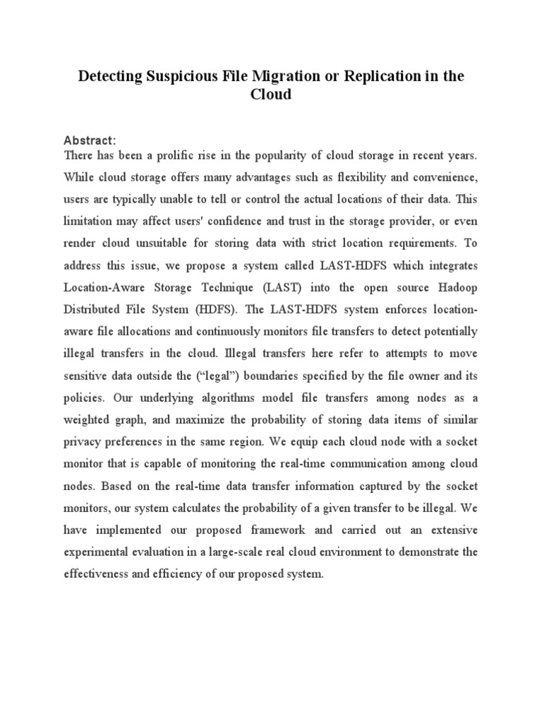 Detecting Suspicious File Migration or Replication in The Cloud | PDF
