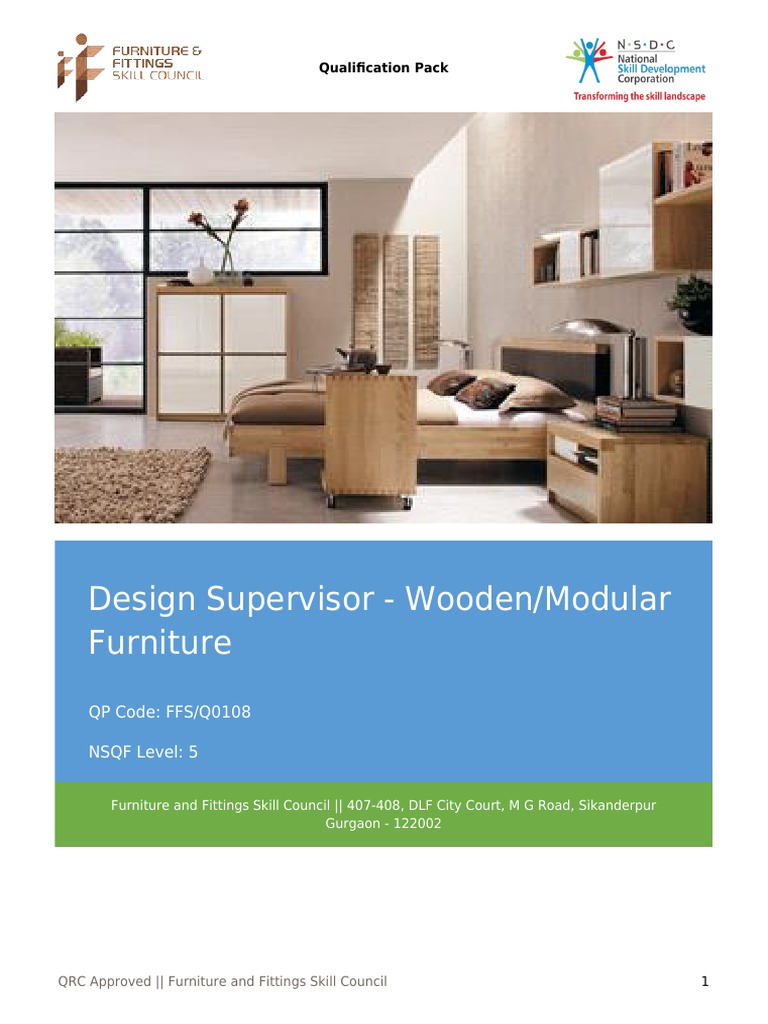 Design Supervisor - Wooden/Modular Furniture: QP Code: FFS/Q0108 NSQF ...