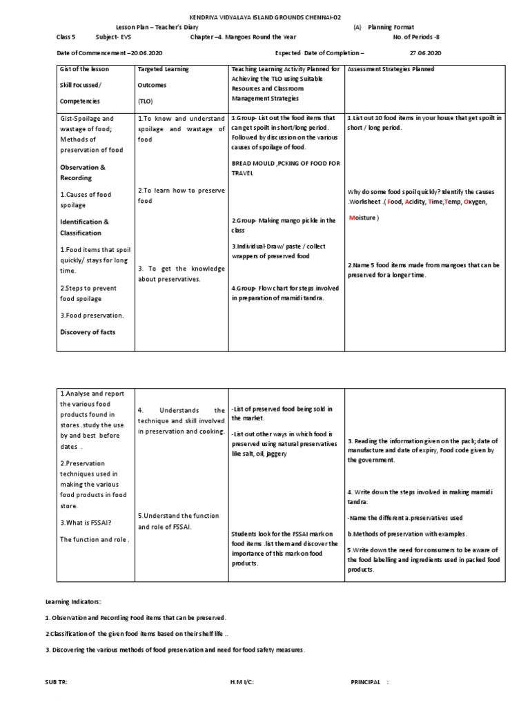 Lesson Plan Mangoes Round The Year | PDF | Foods | Food Preservation