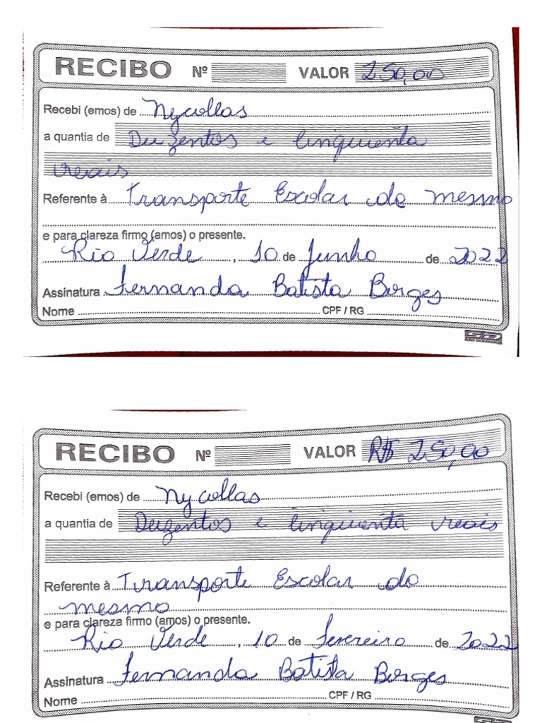 Recibo de Van Escolar | PDF