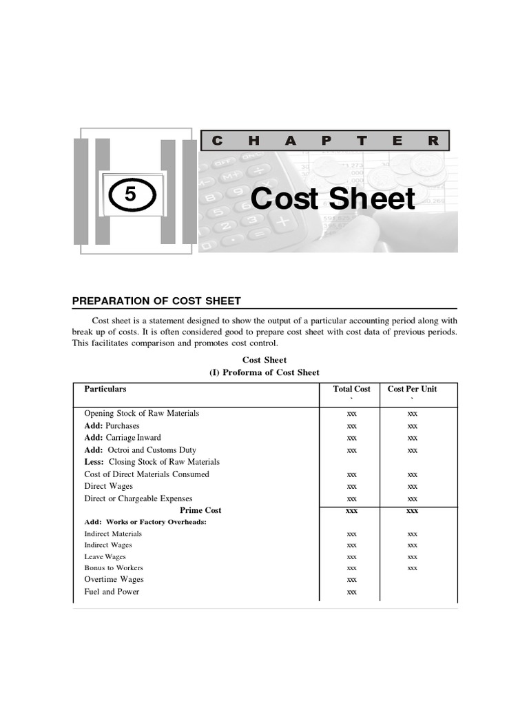 Cost Sheet - Cost Accounting T. Y. B. Com. Sem V 1644476726 | PDF ...