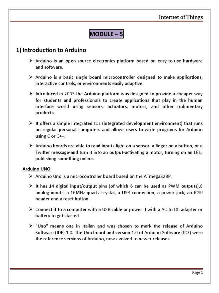 Module 5 Lecture Notes Iot Pdf Arduino Raspberry Pi