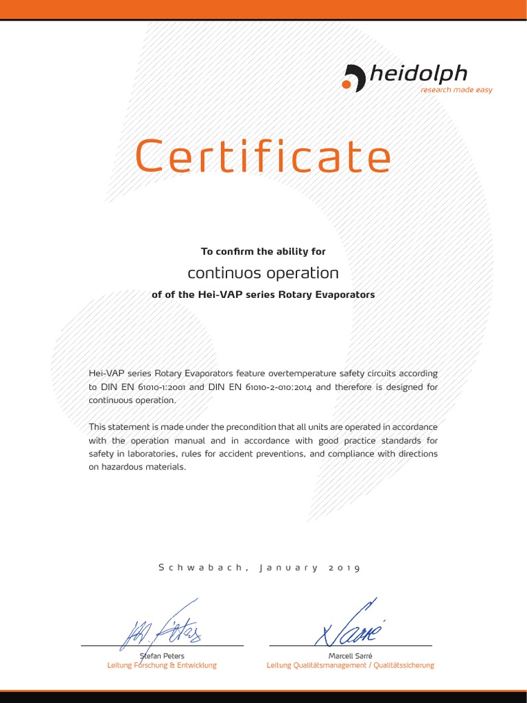 Hei VAP Certificate For Continuous Operation | PDF | Science ...