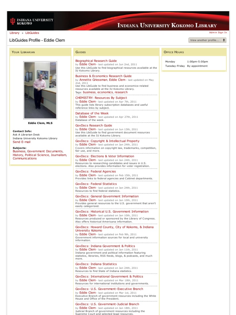 LibGuide Profile and Selected LibGuide Homepages | PDF | United States ...