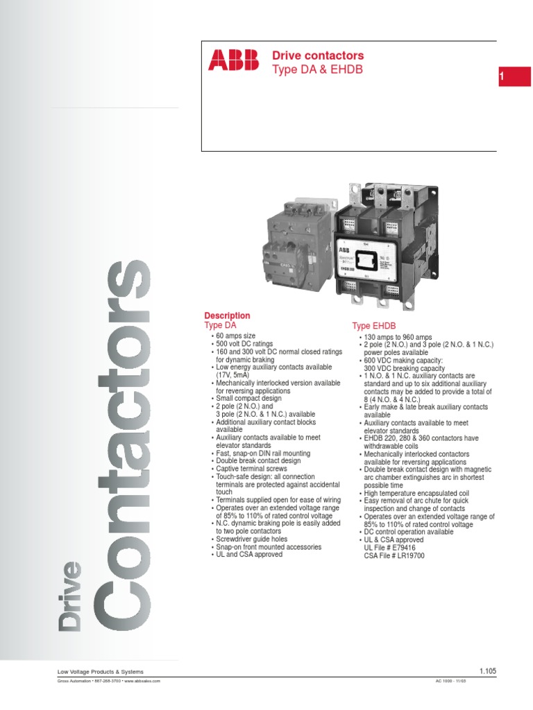 ABB Catalogo Contator EHDB | PDF | Alternating Current | Direct Current