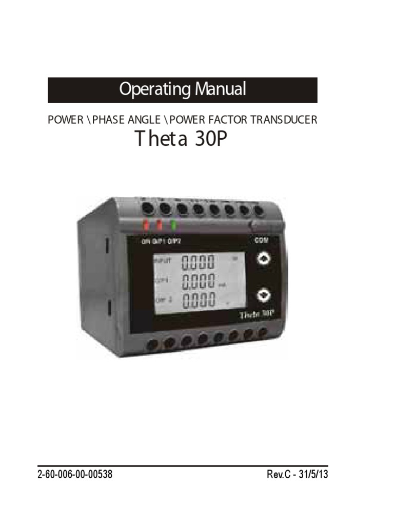 Theta 30P: Operating Manual | PDF | Ac Power | Transformer
