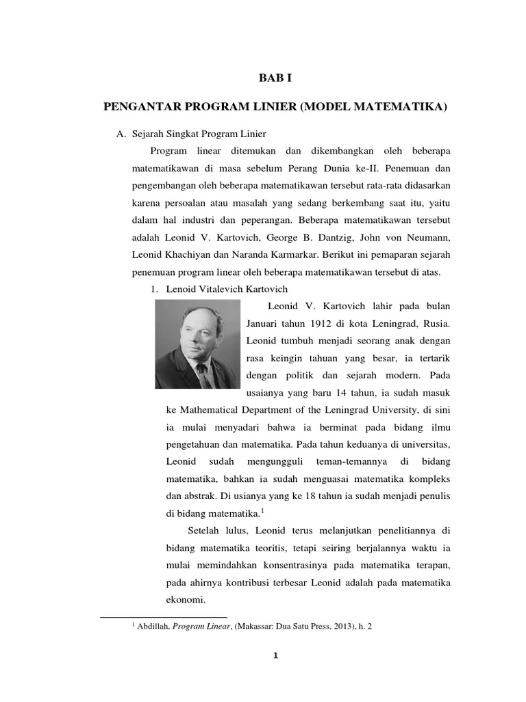 Sejarah dan Pengertian Program Linier | PDF