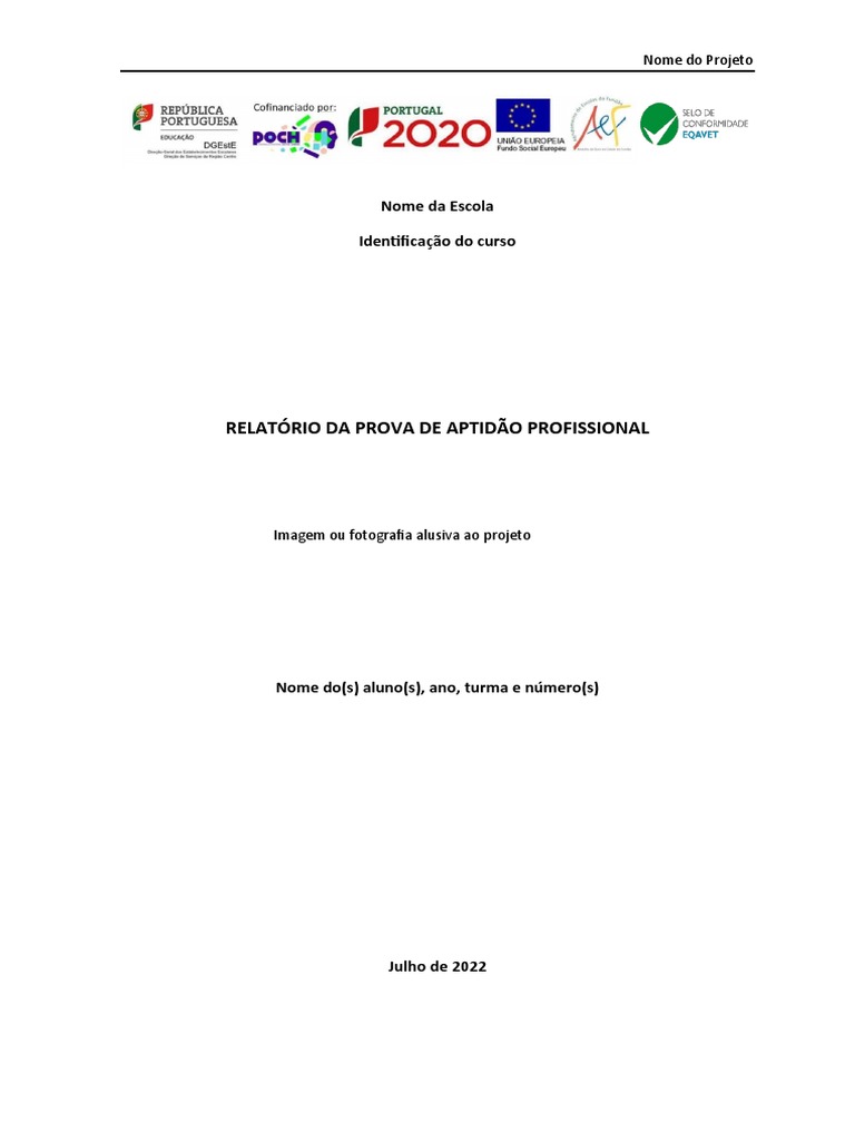 Modelo Relatorio Da PAP | PDF | Método científico | Comunicação escrita