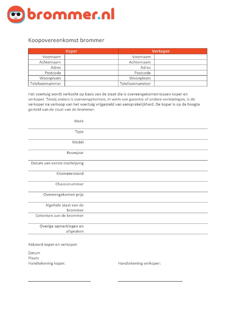 Koopobereenkomst - Koopovereenkomst-Brommer - NL | PDF