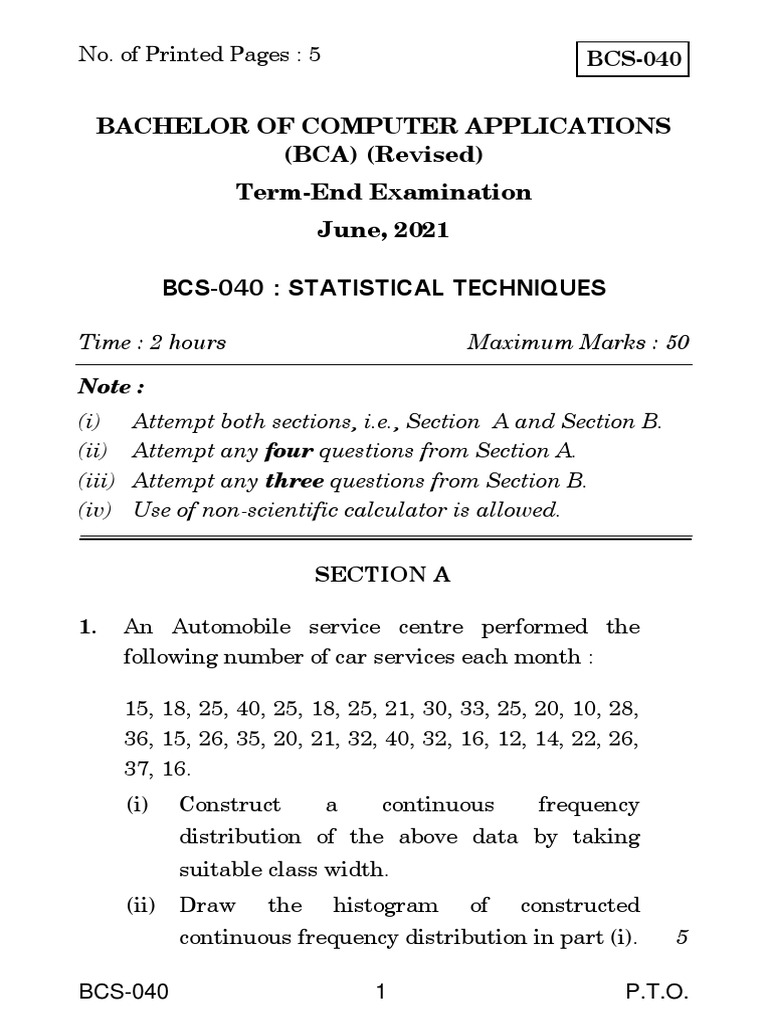 Bachelor of Computer Applications (BCA) (Revised) Term-End Examination June, 2021 Bcs-040 ...
