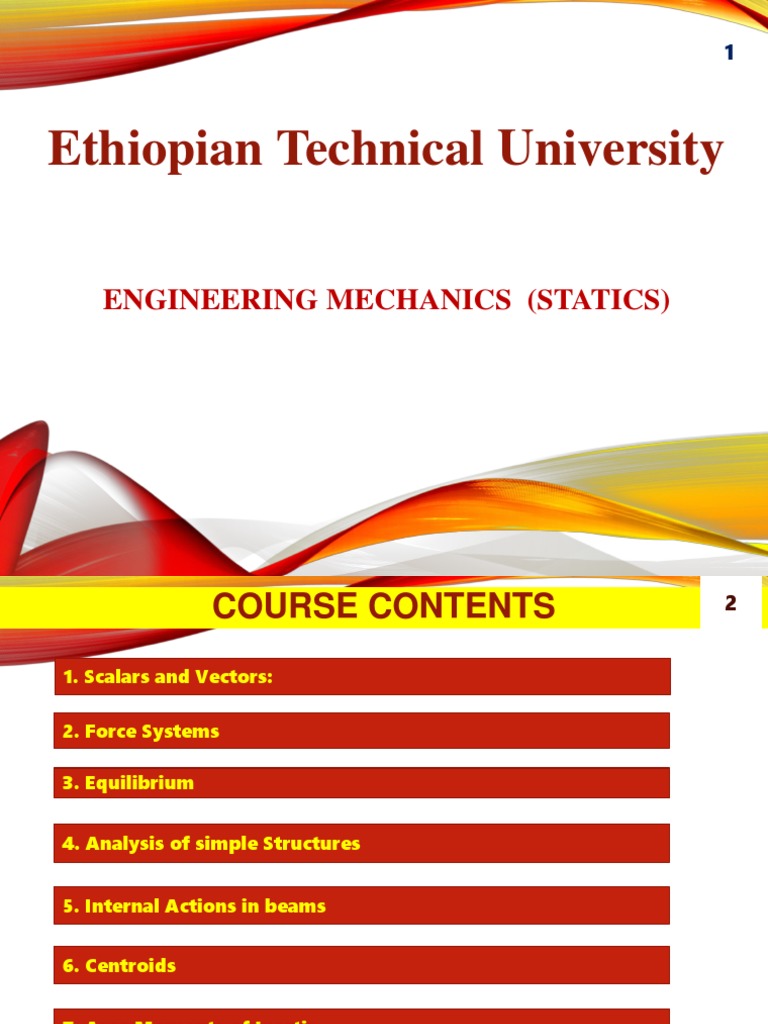 ETU Engineering Mechanics I 1 To 8 | PDF | Euclidean Vector | Force