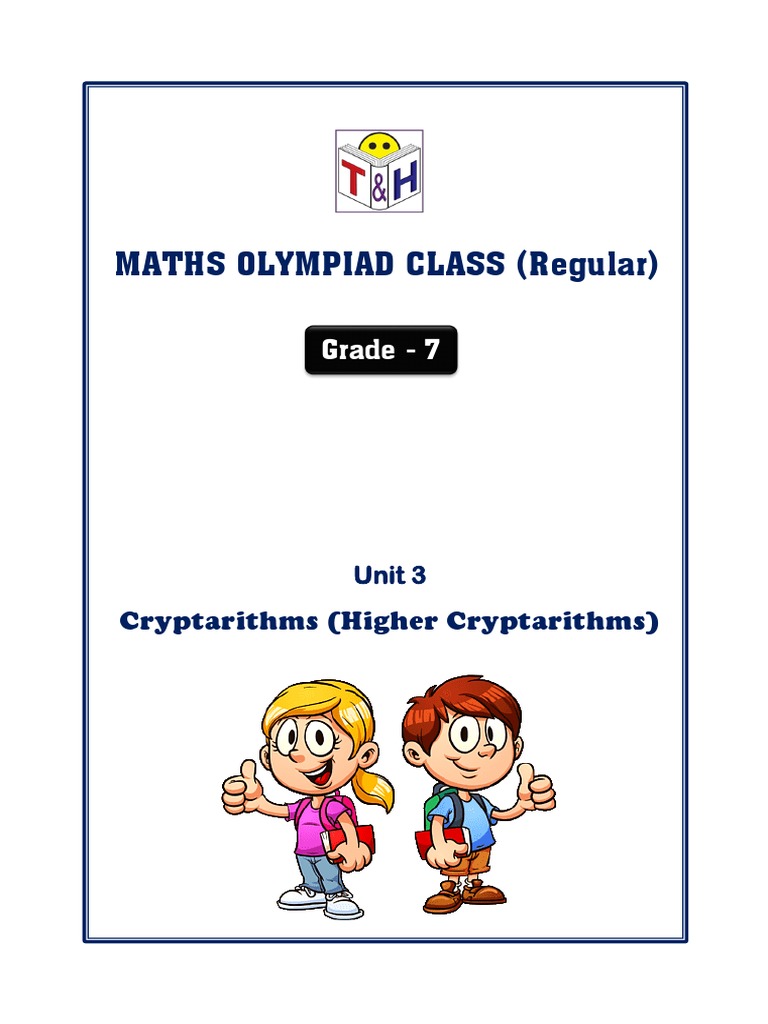 Grade 7 Maths Olympiad: Cryptarithms | PDF | Equations | Prime Number