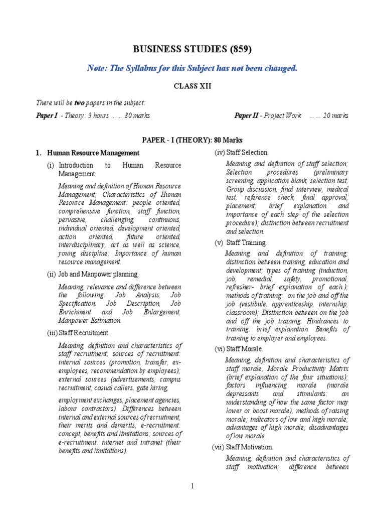 ISC Business Studies | PDF | Motivational | Motivation