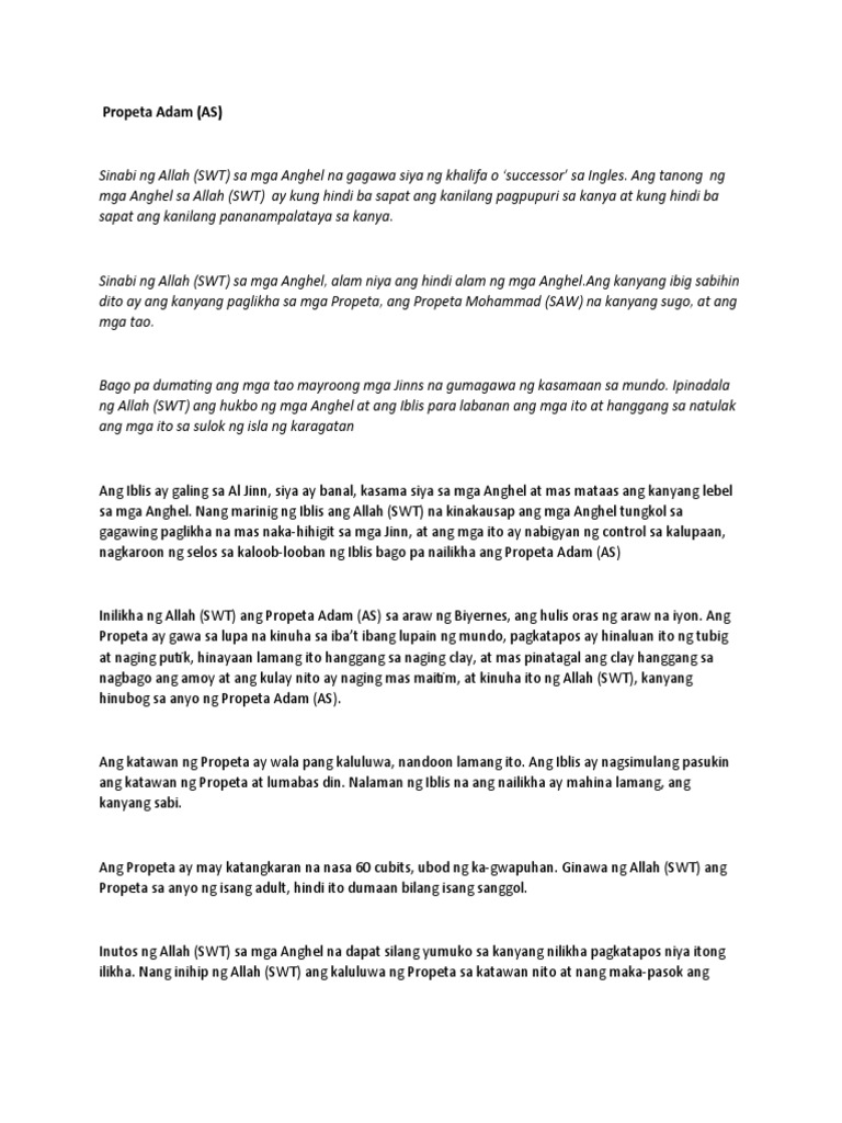 Propeta Adam (AS) | PDF