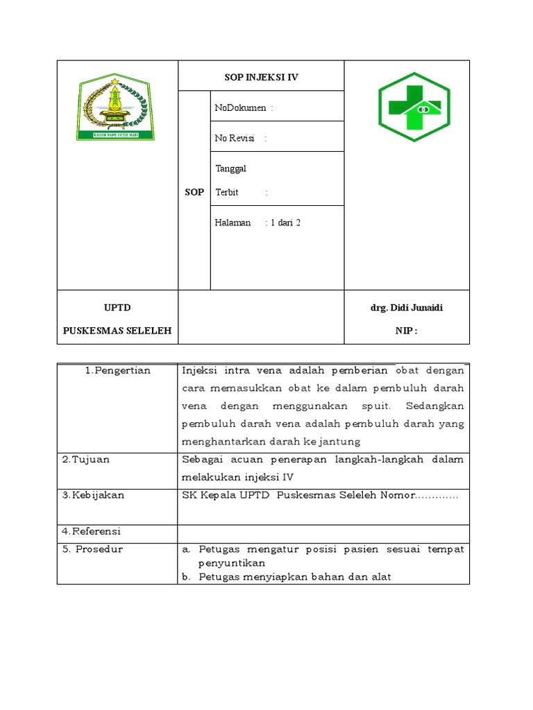 Sop Injeksi Iv | PDF