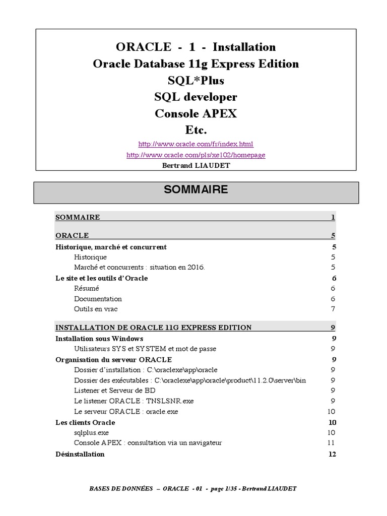 ORACLE 01 Introduction Installation | Descargar gratis PDF | Base de données Oracle | Bases de ...