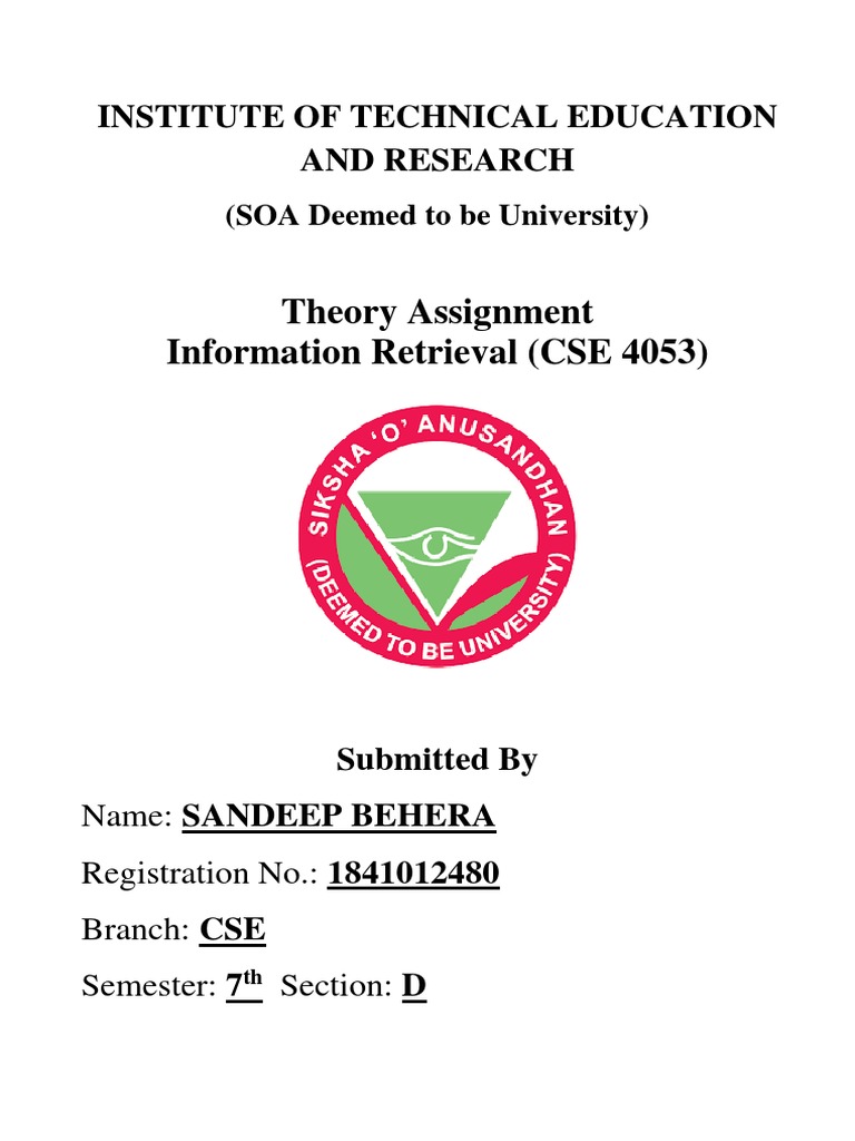 Cover Page IR Assignment | PDF | Technology & Engineering