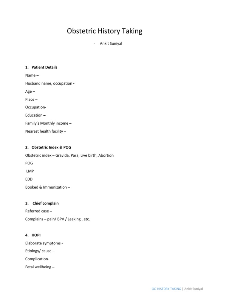 Obstetric History Taking | PDF | Pregnancy | Childbirth