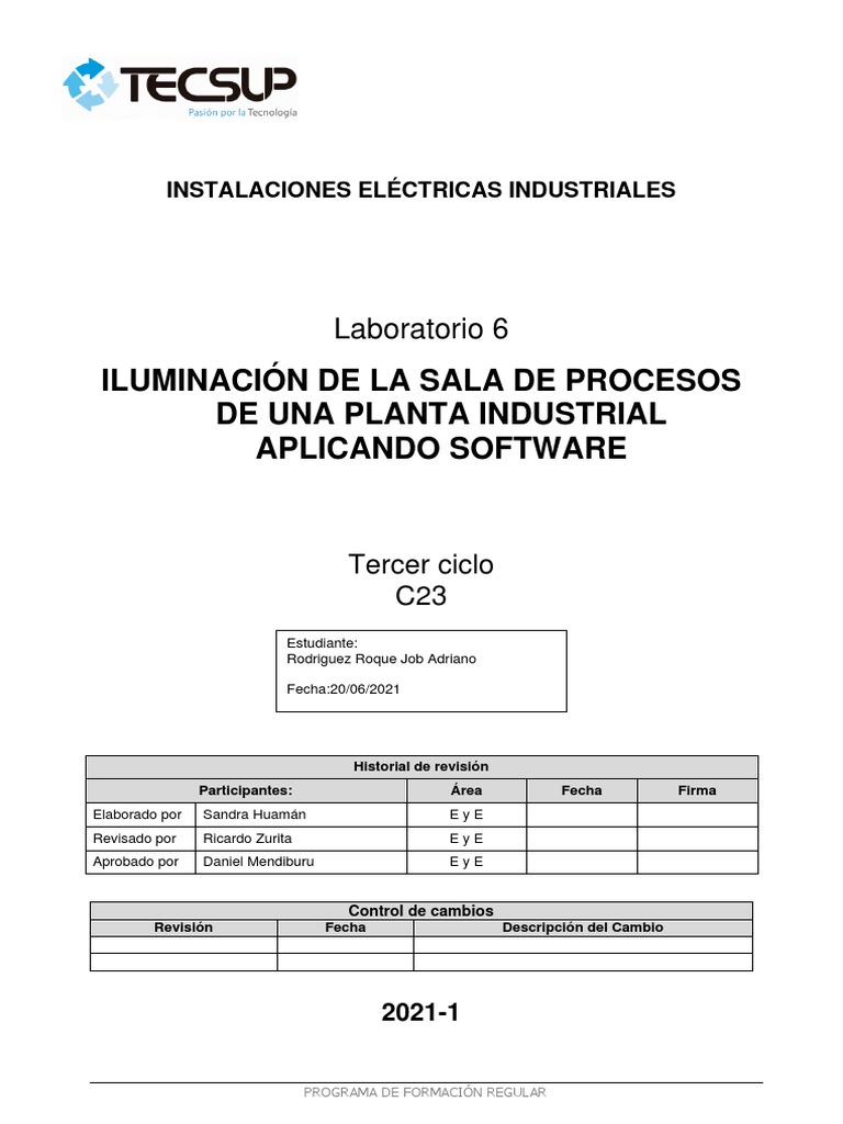 Lab 6 Iluminaci N de La Sala de Procesos de Una Planta Industrial Aplicando Software 2020 PDF ...