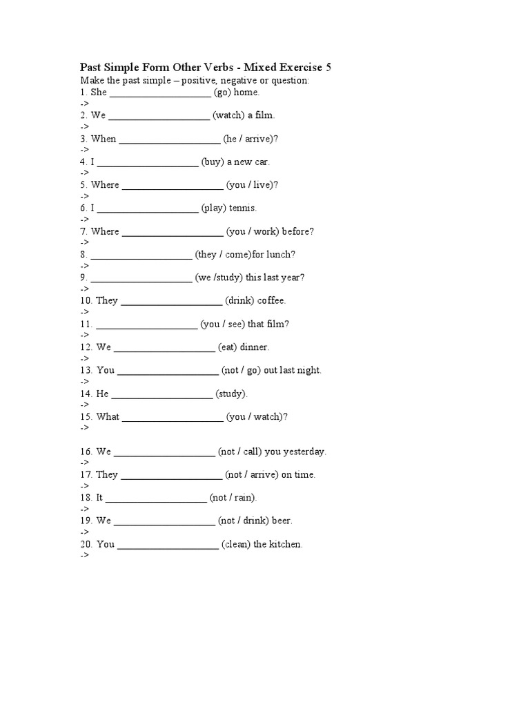 Past Simple Verbs Mixed Form 5 | PDF