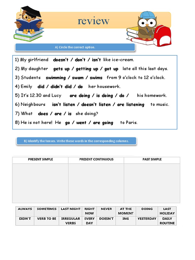 Present Simple Continuous Past Simple Key A Lot of Conversation Topics ...